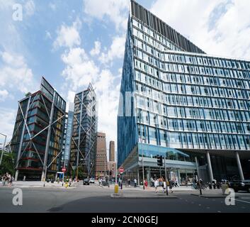 Blue Fin Building - modern commercial development dusk illumination ...