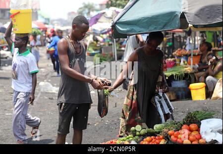 Food Market, Kinshasa, Democratic Republic of Congo, Africa Stock Photo ...
