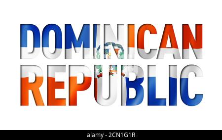 dominican flag text font. dominica symbol background Stock Photo - Alamy
