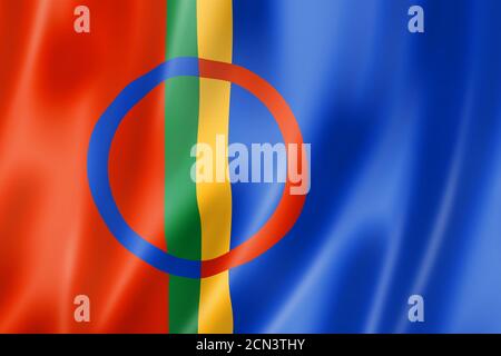 Sami ethnic flag, Lapland. 3D illustration Stock Photo - Alamy