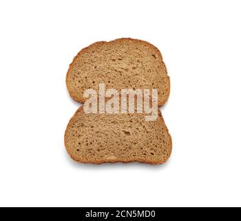 oval slice of rye bread bread isolated on white background, top view ...