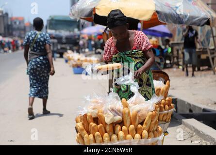 Food Market, Kinshasa, Democratic Republic of Congo, Africa Stock Photo ...