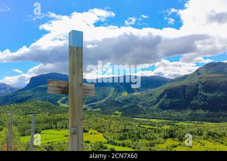 Cross from a fence in Norwegian countryside in Hemsedal, Norway Stock ...