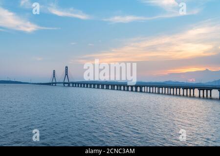 aerial view of poyang lake second bridge in sunrise Stock Photo - Alamy