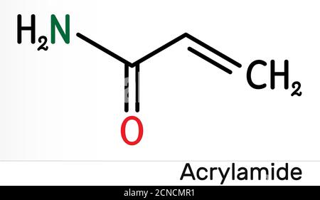 Acrylamide, ACR, acrylic amide molecule. It is as a precursor to ...