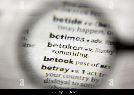 betoken word in a dictionary. betoken concept Stock Photo - Alamy
