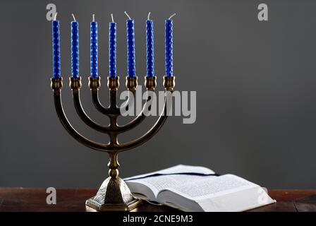 The menorah or seven-lamp Hebrew lampstand, symbol of Judaism since ...