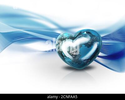 World map design with heart pattern. Earth with continents. Map of ...