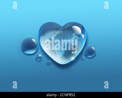 World map design with heart pattern. Earth with continents. Map of ...