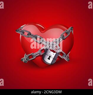 red heart in chains Stock Photo - Alamy