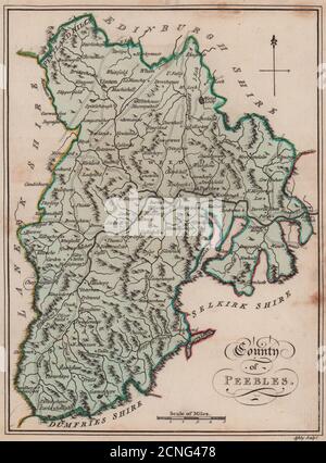 County of Peebles. Peebleshire. SAYER / ARMSTRONG 1794 old antique map ...