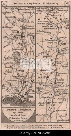 London-Dulwich-Croydon-Godstone-East Grinstead road strip map PATERSON ...