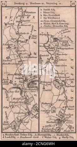 Leatherhead-Dorking-Newdigate-Horsham-Steyning road strip map PATERSON ...