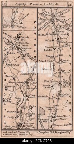 Appleby-Temple Sowerby-Penrith-Hesket-Carlisle road strip map PATERSON ...