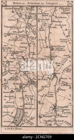 Stourton-Bourton-Castle Cary-Langport-Wrantage road strip map PATERSON ...