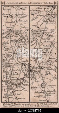 Maidenhead-Marlow-Henley-Dorchester-Oxford road strip map PATERSON 1785 ...