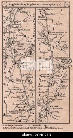 Baldock-Biggleswade-Potton-St Neots-Huntingdon road strip map PATERSON ...