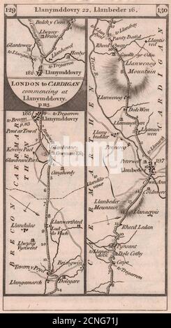 Llandovery. Llandovery - Lampeter road strip map PATERSON 1785 old ...