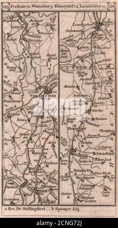 Pershore - Worcester - Bromyard - Leominster road strip map PATERSON ...