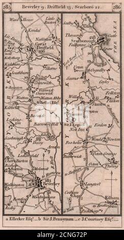 Beverley-Driffield-Kilham-Willerby-Scarborough road strip map PATERSON ...