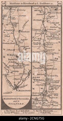 Maidstone-Wrotham-Sevenoaks-Godstone-Meestham road strip map PATERSON ...