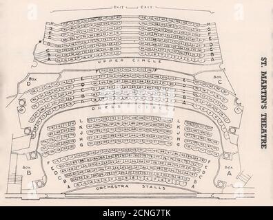 ST. MARTIN'S THEATRE. Vintage seating plan. London West End 1936 old print Stock Photo - Alamy