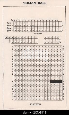 AEOLIAN HALL. Vintage seating plan. London. Concert Hall. New Bond ...