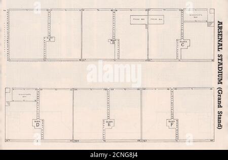 ARSENAL HIGHBURY STADIUM vintage seating plan blocks U V W X Y Z ...