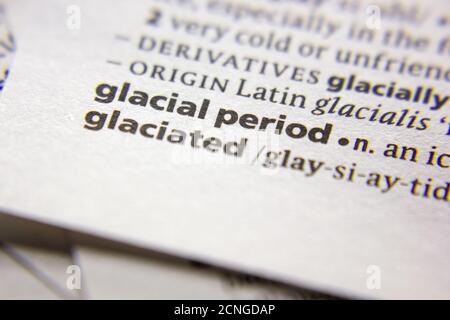 Word or phrase Glacial in a dictionary Stock Photo - Alamy