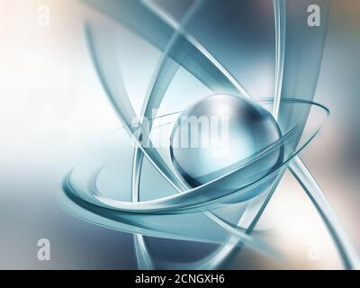 Close up illustration of atomic particle for nuclear energy imagery ...