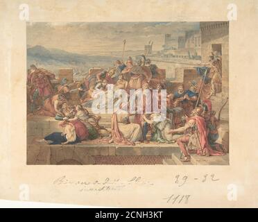 Priam and his Family Mourning the Death of Hector, Étienne Barthélemy ...
