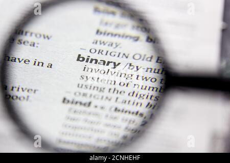 binary word in a dictionary. binary concept Stock Photo - Alamy