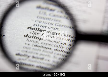 Word or phrase Dollar in a dictionary Stock Photo - Alamy