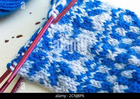 Scandinavian inspired knitted stranded colorwork used in making mittens ...