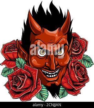 Evil face with red roses. Illustration vector image Stock Vector Image ...