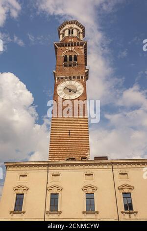 Torre dei Lamberti aerial panoramic view. Torre Lamberti is tower in ...