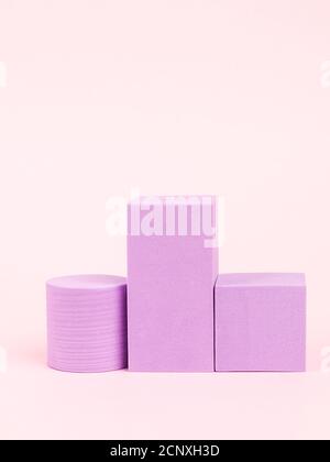 Stack of pink blocks. Geometrical figures still life composition ...