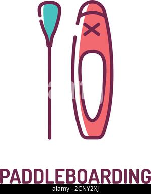 Paddleboarding color line icon. Isolated vector element. Outline ...
