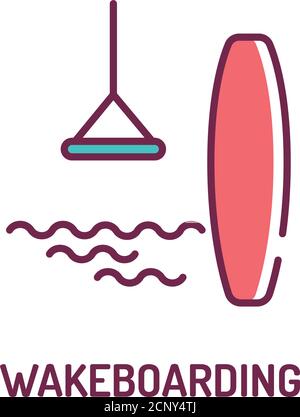 wakeboarding extreme sport line icon vector illustration Stock Vector ...