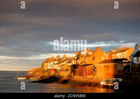 Houses of Ferryden Village, Montrose, Angus, Scotland UK, seen behind a ...