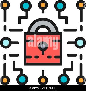 Cyber lock, web security, cryptography grey icon Stock Vector Image ...