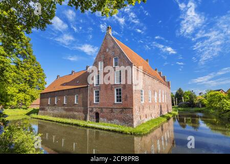 Hinta moated castle in Hinte, East Frisia, North Sea Coast, Lower ...