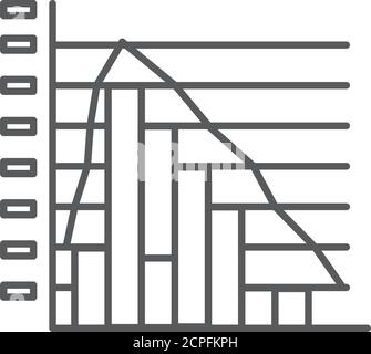 Chart histogram icon logo sign vector outline in black and white color ...