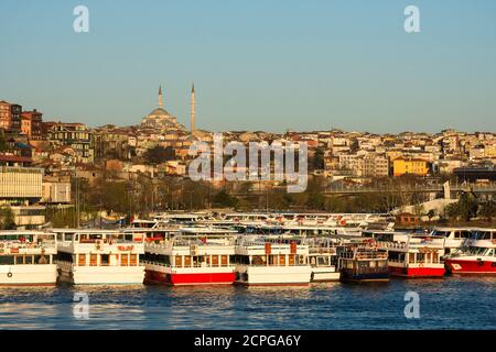 Turkey, Istanbul, Bosporus, Karaköy, morning mood, view to the Suleyman ...