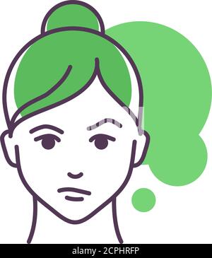 Female emotion confusion color line illustration Stock Vector Image ...