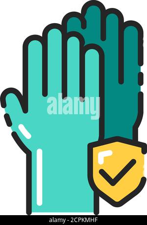 Rubber cleaning gloves color line icon. Isolated vector element Stock ...