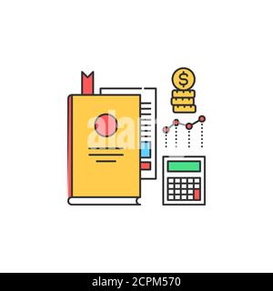 Report and financial statements color line icon. Bookkeeping and ...