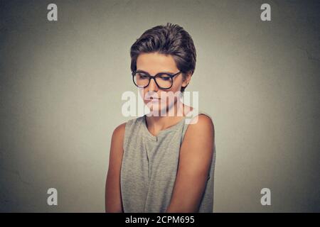 Lack of confidence. Shy anxious young man feels awkward isolated on ...