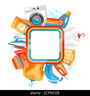 Laundry service background with professional items Stock Vector Image ...