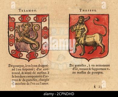Imaginary coats of arms of Telamon, son of King Aeacus, with dragon ...
